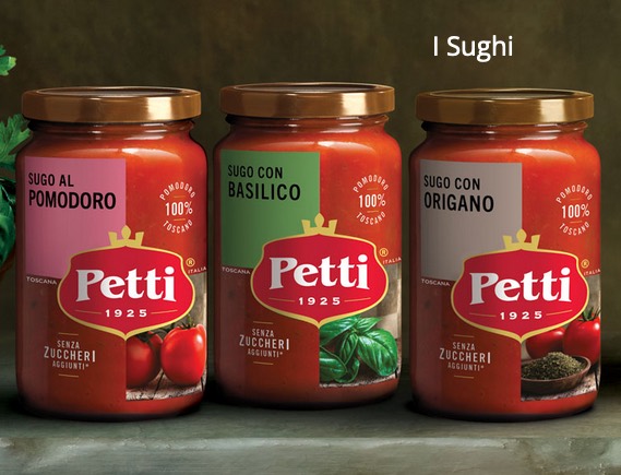 Petti lancia la nuova linea di sughi pronti al pomodoro, basilico e origano